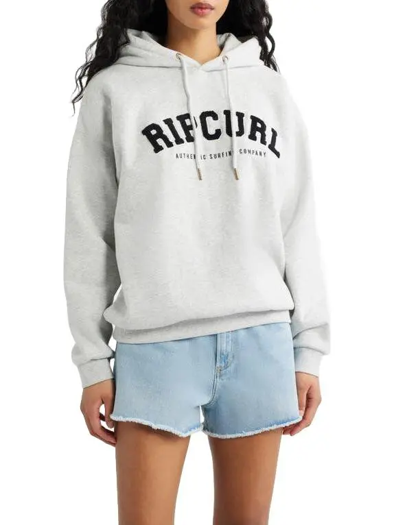Rip Curl Varsity Logo Graphic Hoodie - Grey Marle/black