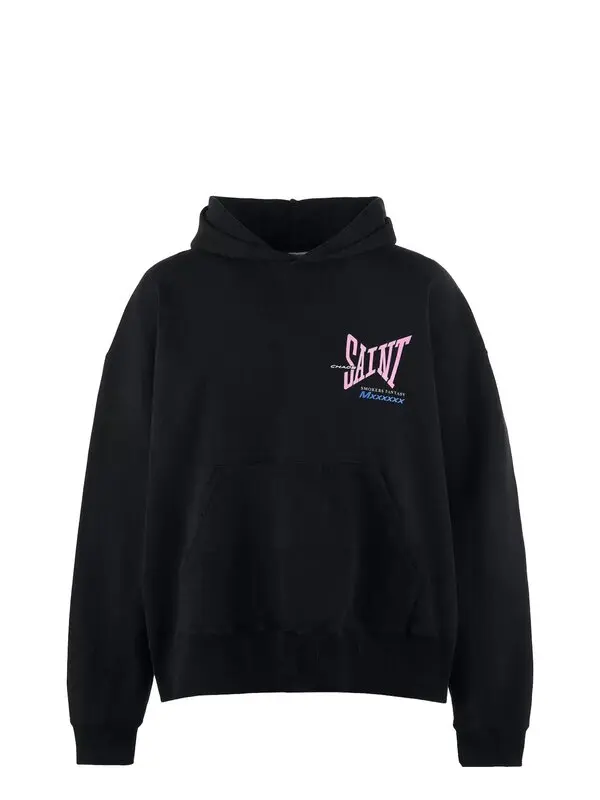 SAINT MXXXXXX Logo Cotton Hoodie - Black