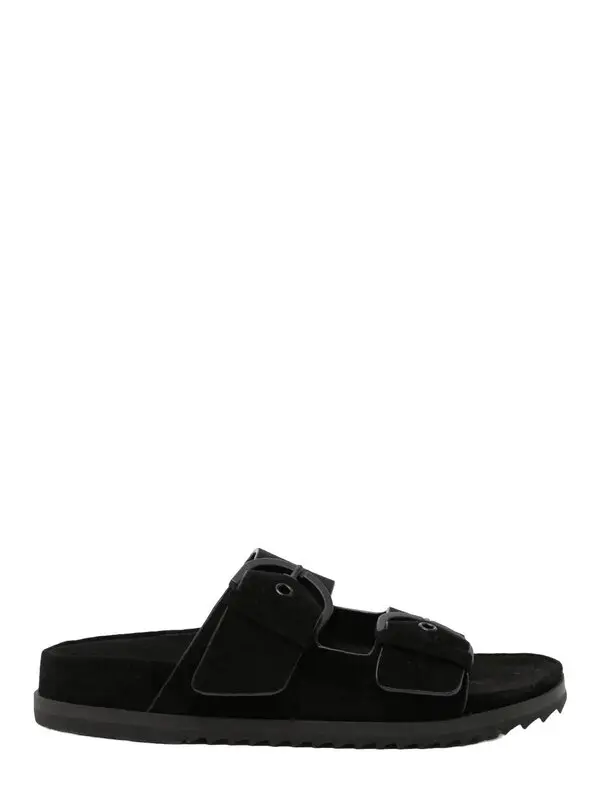 JAMES PERSE Suede Buckle Slides - Black