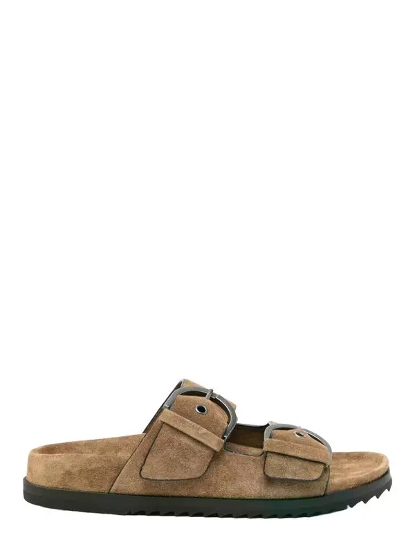 JAMES PERSE Suede Buckle Sandals - Brown