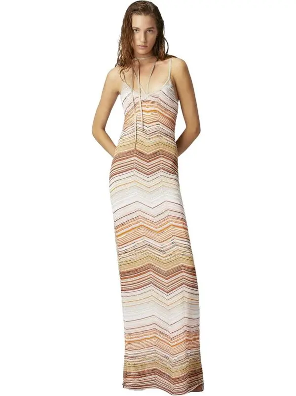 Missoni Long Chevron Lamé Dress - Multicoloured