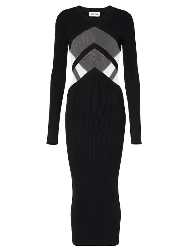 Jean Paul Gaultier Paneled Jersey Midi Dress - Black