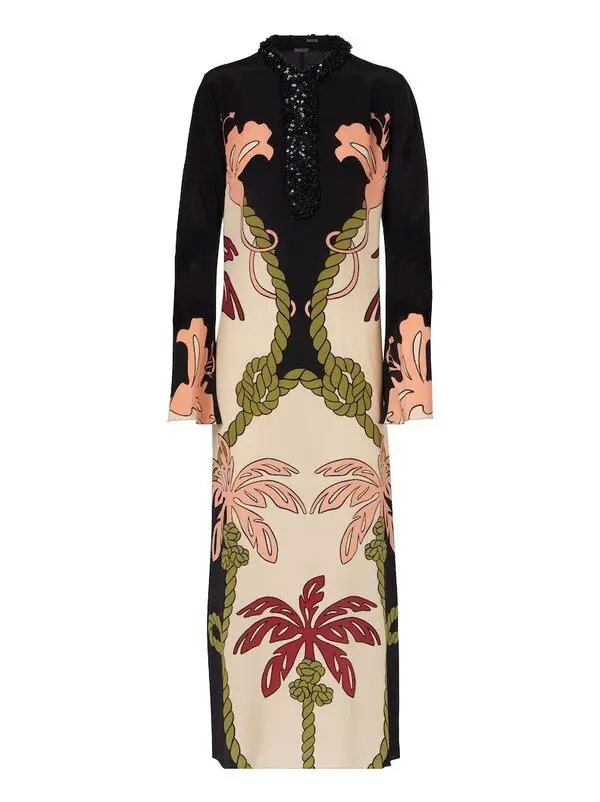 Johanna Ortiz Sequined Printed Silk Tunic - Multicoloured