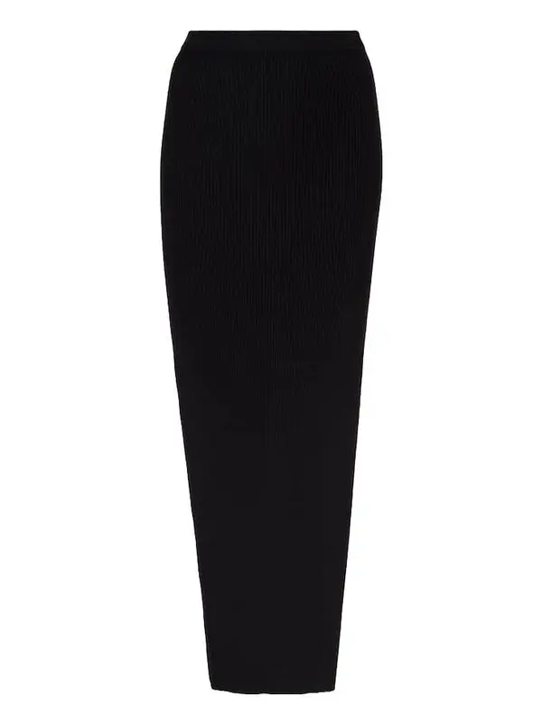 Rick Owens Sacriskirt Ribbed-knit Midi Skirt - Black