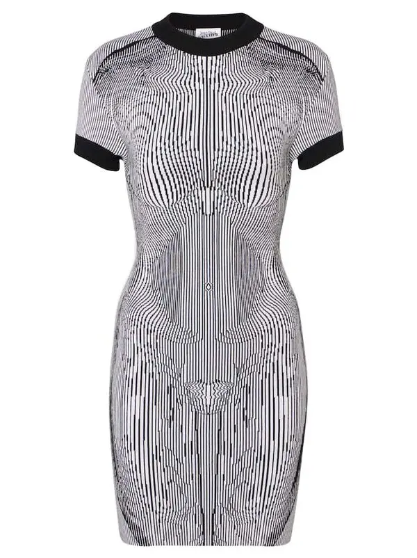Jean Paul Gaultier Morphing Pinstripe Jacquard Jersey Minidress - Black