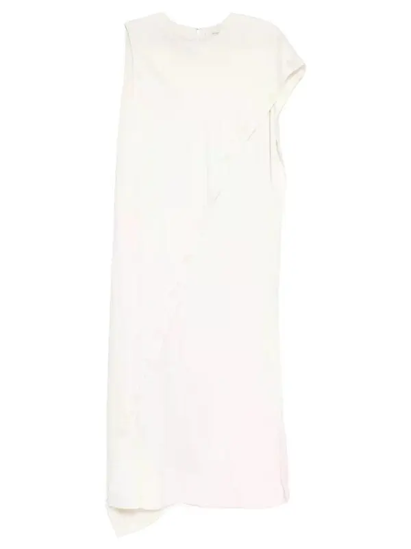 SHATHA ESSA Embellished Asymmetric Draped Dress - White