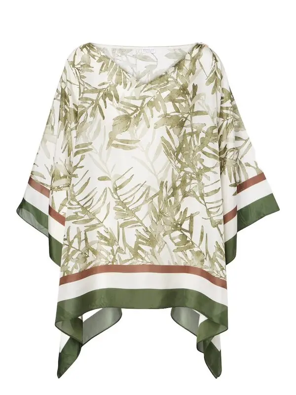 Brunello Cucinelli Printed Silk Kaftan - Green