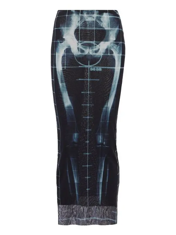 JEAN PAUL GAULTIER Squeletor Mesh Maxi Skirt - Blue