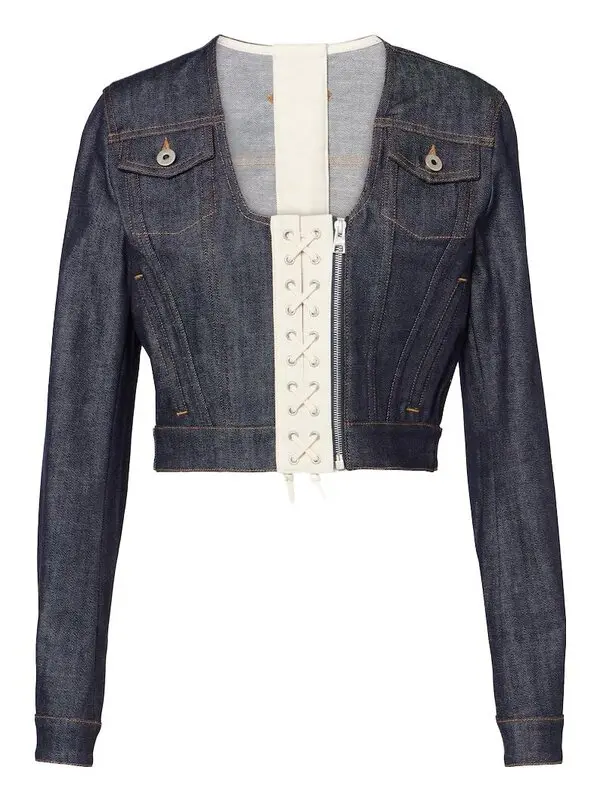 Jean Paul Gaultier Lace-up Denim Jacket - Blue