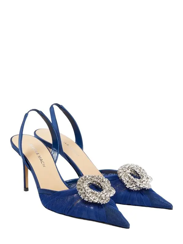 Mach & Mach Galaxy 85 Tulle Slingback Pumps - Blue
