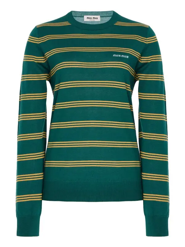 Miu Miu Striped Cashmere-silk T-shirt - Green