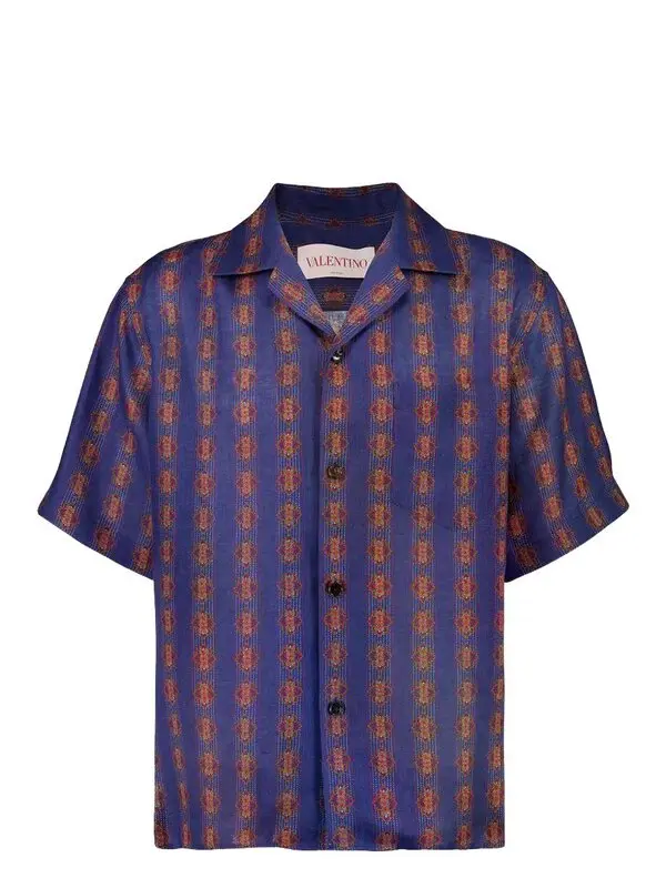 Valentino Garavani Voyage Imaginaire Bowling Linen Shirt - Blue