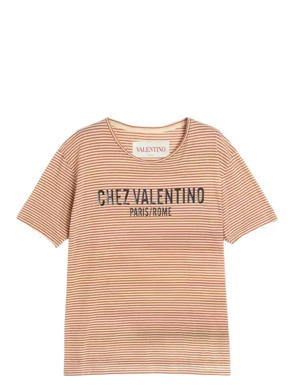 Valentino Garavani Chez-print Striped T-shirt - Orange