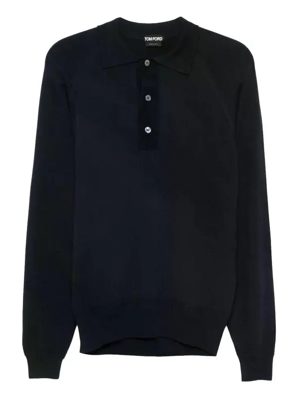 TOM FORD Knitted Polo Sweater - Blue