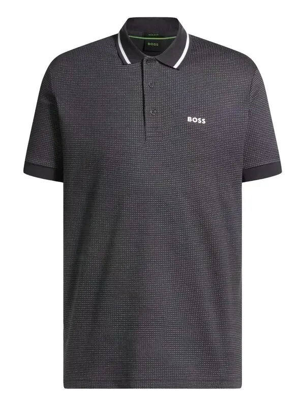 BOSS Pattern-jacquard Polo Shirt - Grey