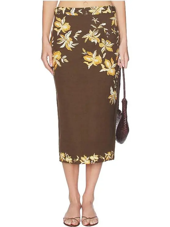 Hemant & Nandita Fitted Midi Skirt - Brown