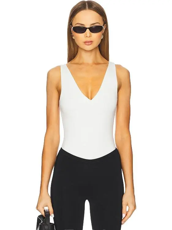 SANS FAFF Plunge V Bodysuit - White