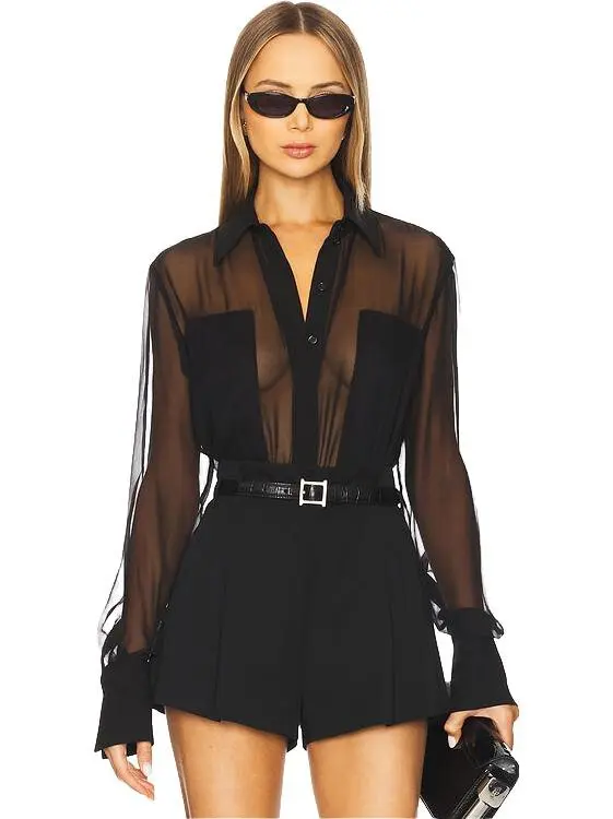 SANS FAFF Flore Silk Shirt - Black