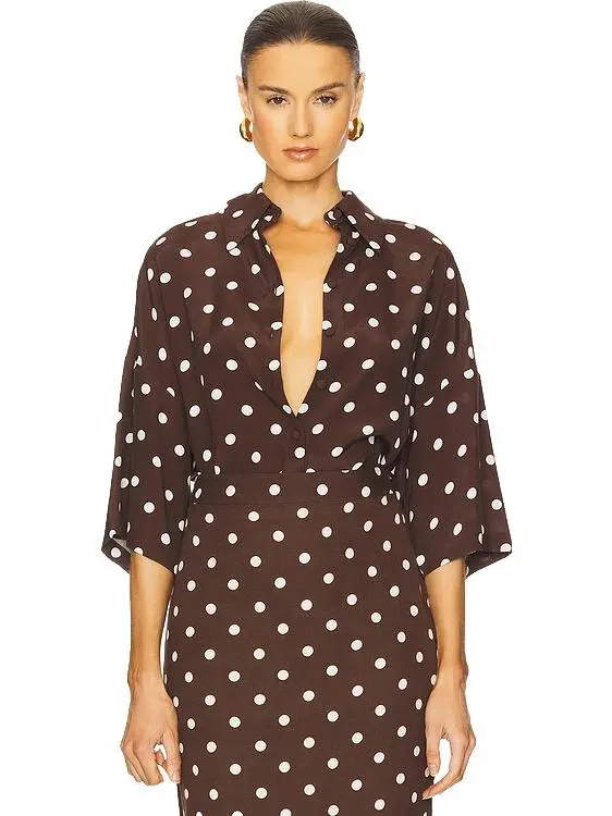 Hemant & Nandita Oversized Polka Dot Shirt - Brown