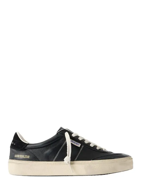 Golden Goose Soul-star Suede-trimmed Distressed Leather Sneakers - Black