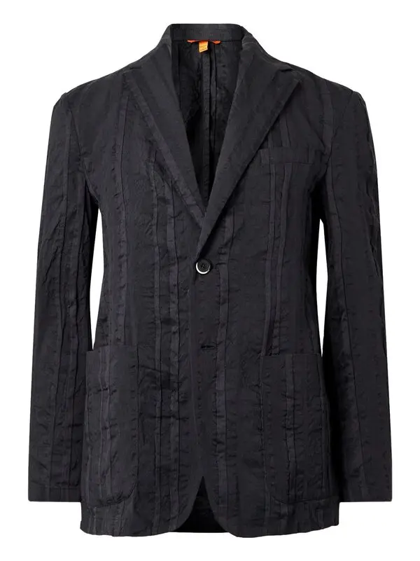 Barena Venezia Levo Striped Linen And Cotton-blend Blazer - Black