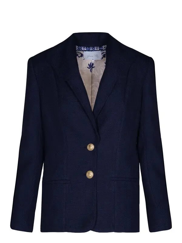 Johanna Ortiz Vision Quest Linen Jacket - Navy
