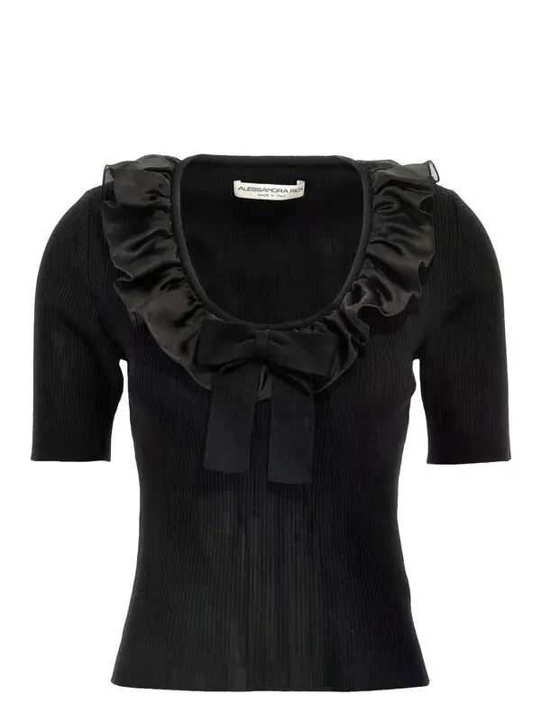 Alessandra Rich Ruffled T-shirt - Black