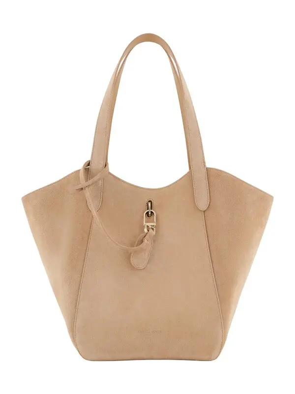Giorgio Armani Medium Suede Handbag - Beige