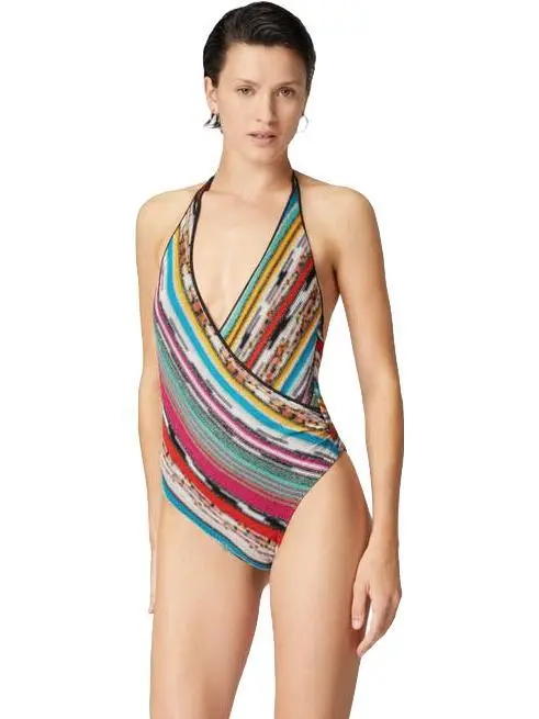 Missoni Lamé Slub Viscose One-piece Swimsuit - Multicoloured