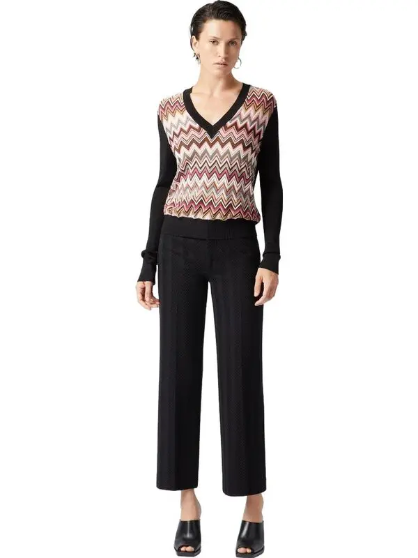 Missoni Viscose-blend Sweater With Chevron Insert And V-neck - Black