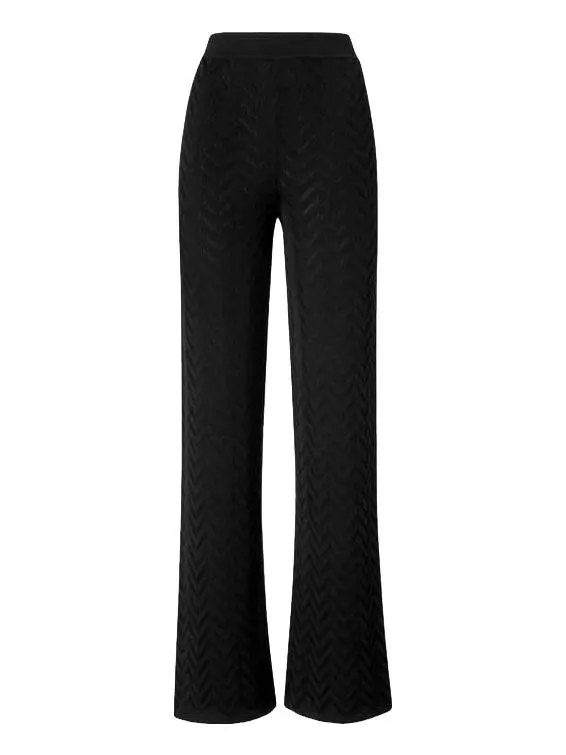 Missoni Tonal Chevron Pattern Straight Trousers - Black
