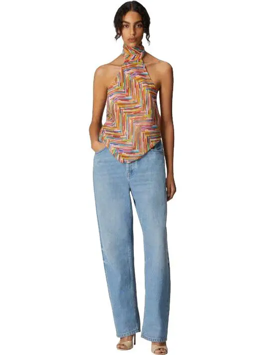 Missoni Sleeveless Turtleneck Top In Printed Cotton And Silk Blend - Multicoloured 2