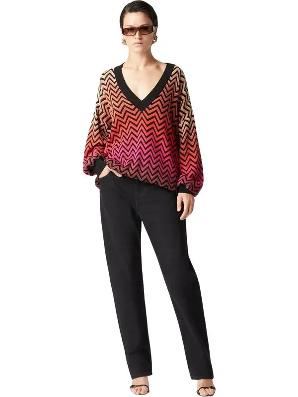 Missoni Oversized Dégradé Chevron V-neck Sweater - Multicoloured 1