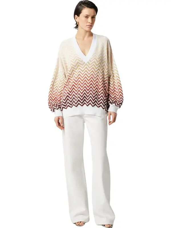 Missoni Oversized Dégradé Chevron V-neck Sweater - Multicoloured 2