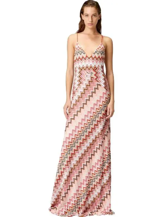 Missoni Long Patchwork Dress With Zigzag Pattern - Multicoloured