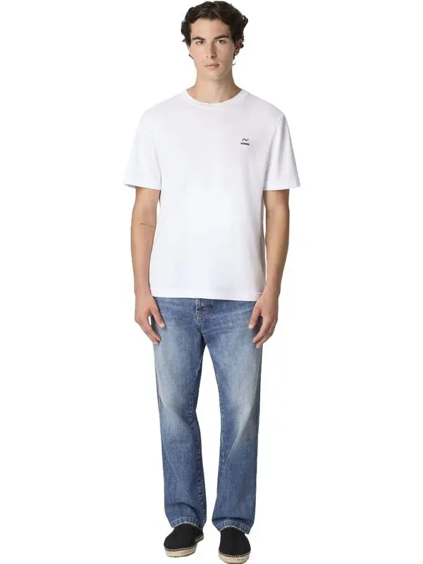 Missoni Crew Neck T-shirt In Cotton With Embroidery And Logo - White