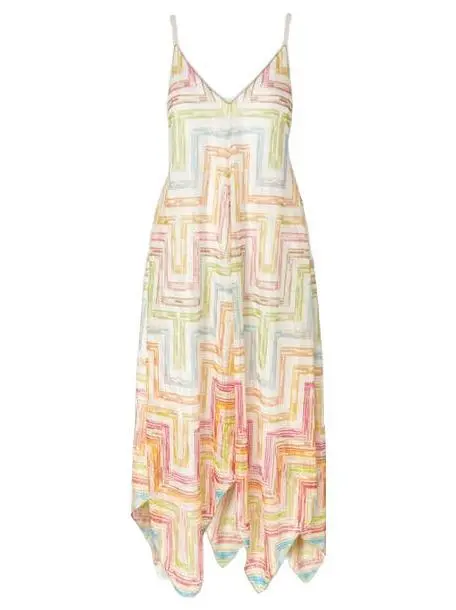 Missoni Long Cover-up Dress In Printed Tulle With Scarf Bottom - Multicoloured
