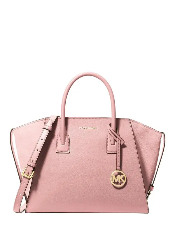 Michael Kors Avril Large Leather And Suede Satchel - Pink