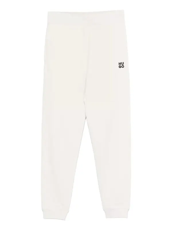 Hugo Stacked-logo Cotton Track Pants - Neutrals