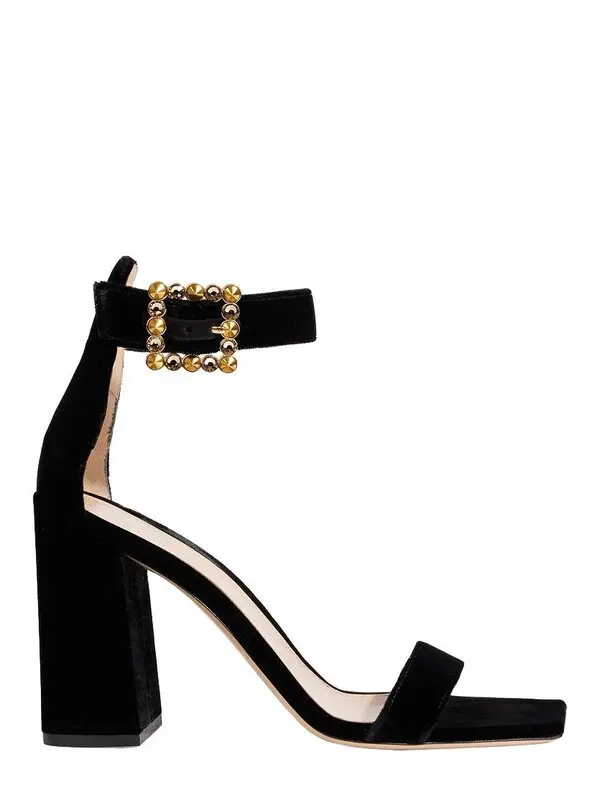 GIANVITO ROSSI Wondy Velvet Sandals - Black