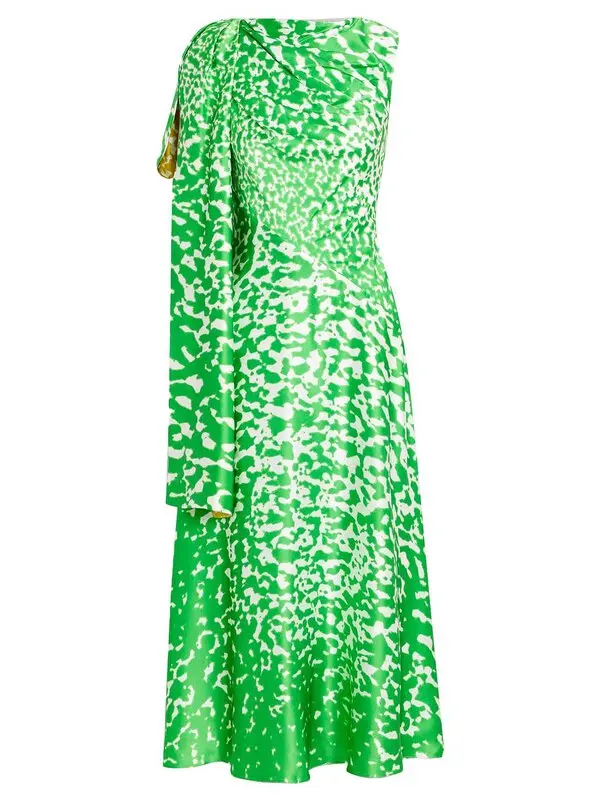 ROKSANDA Arista Draped Printed Silk-satin Midi Dress - Green