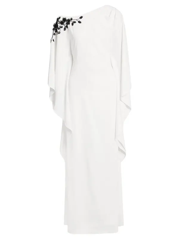 Marchesa Off-the-shoulder Embellished Crepe Gown - White