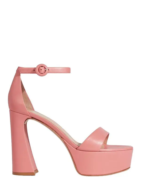 GIANVITO ROSSI Holly Leather Platform Sandals - Bubblegum