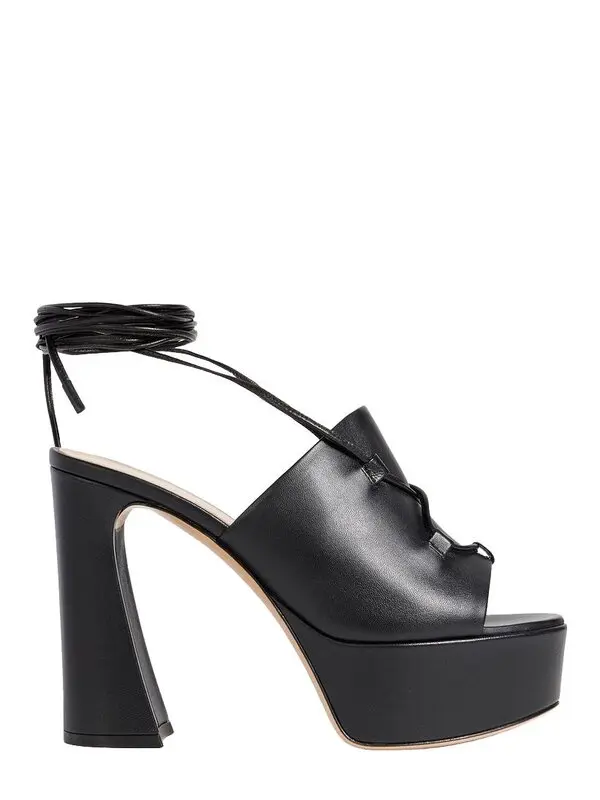 GIANVITO ROSSI Holly Leather Platform Sandals - Black