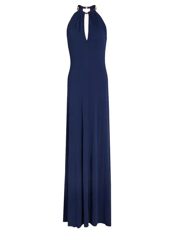 Halston Oriana Embellished Jersey Gown - Navy