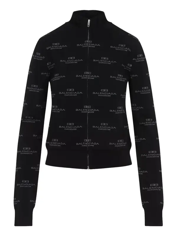 Balenciaga Logo-jacquard Cardigan - Black