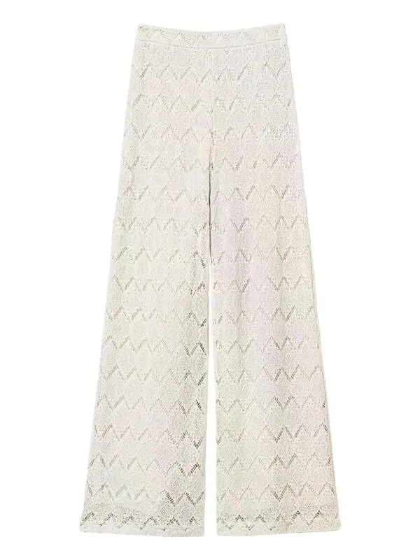 TWINSET Macramé Palazzo Trousers - Neutrals