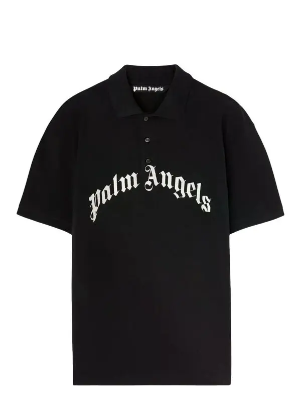 Palm Angels Logo-print Polo T-shirt - Black