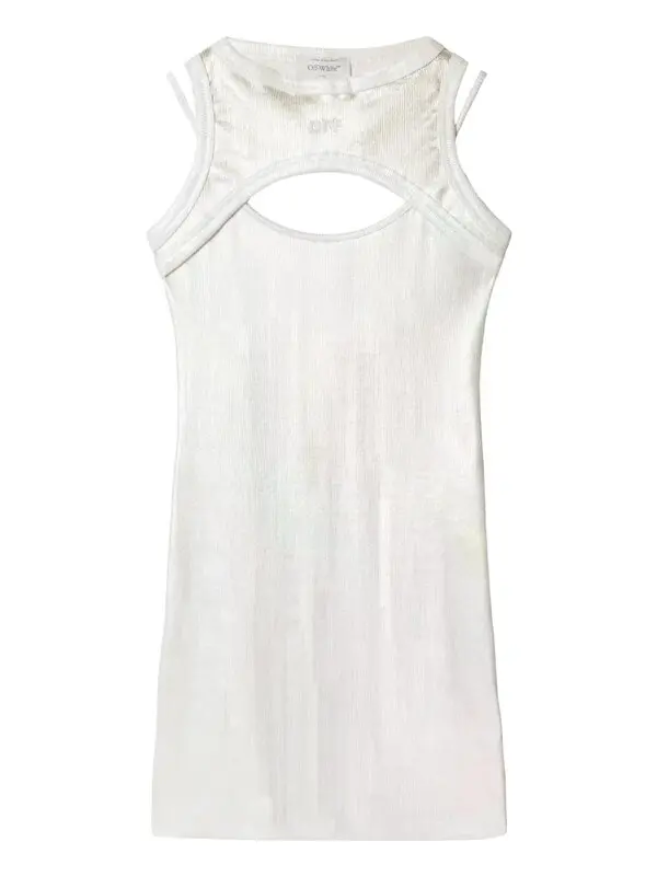Off-White Cotton Mini Dress - White