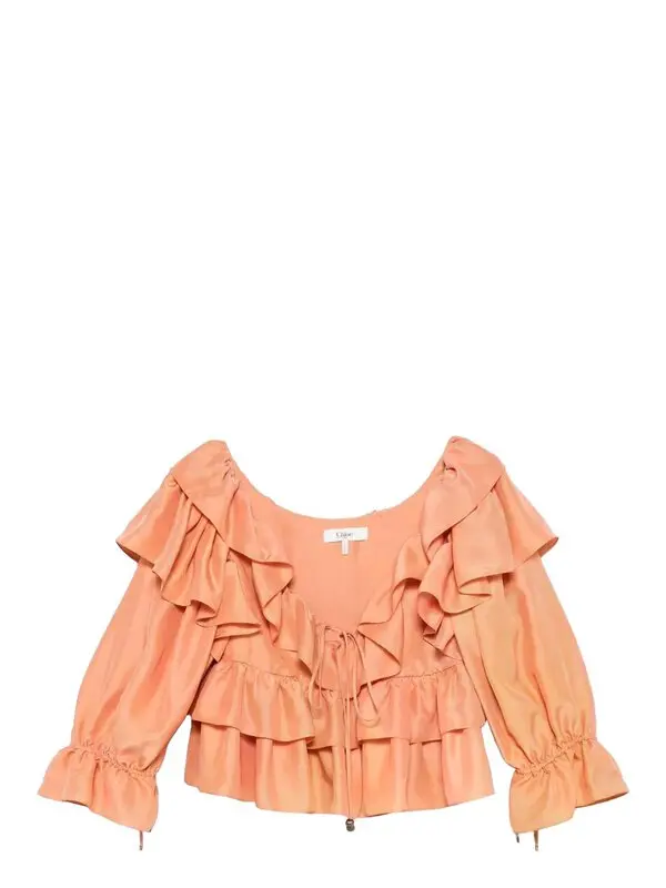 Chloé Ruffled Cropped Top - Orange
